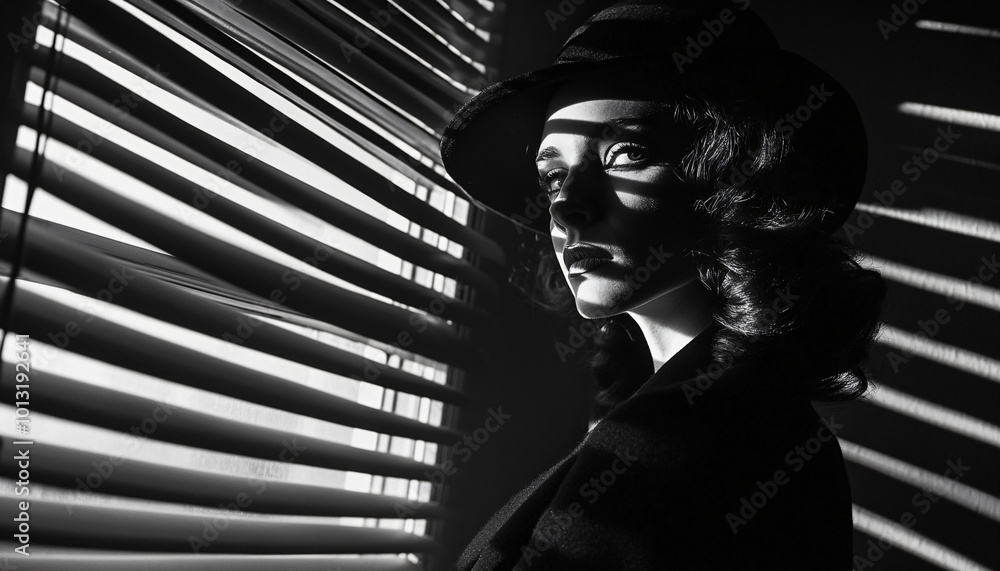 Use harsh, high-contrast black-and-white lighting to mimic the classic ...