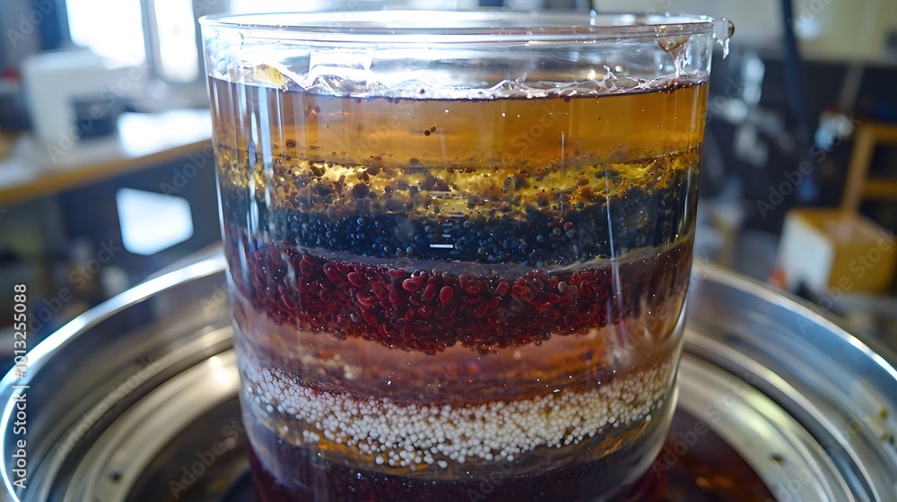 Illustration Stock Hematocrit Horizon:components of our blood. A split ...