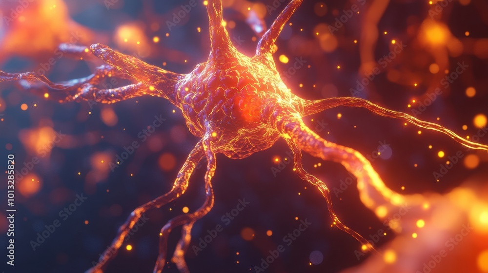 3D illustration of the human nervous system, focusing on the brain ...