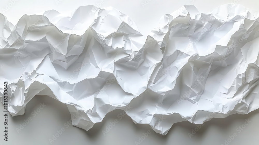 textured white crumpled paper poster isolated on a clean background ...