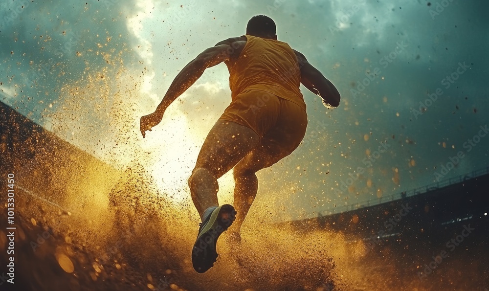 Long Jump Championship: Professional Male Athlete Jumping on Long ...