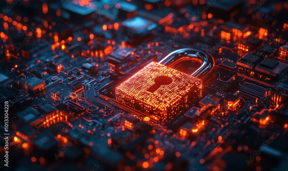 Endpoint Detection and Response (EDR) concept, featuring a padlock ...