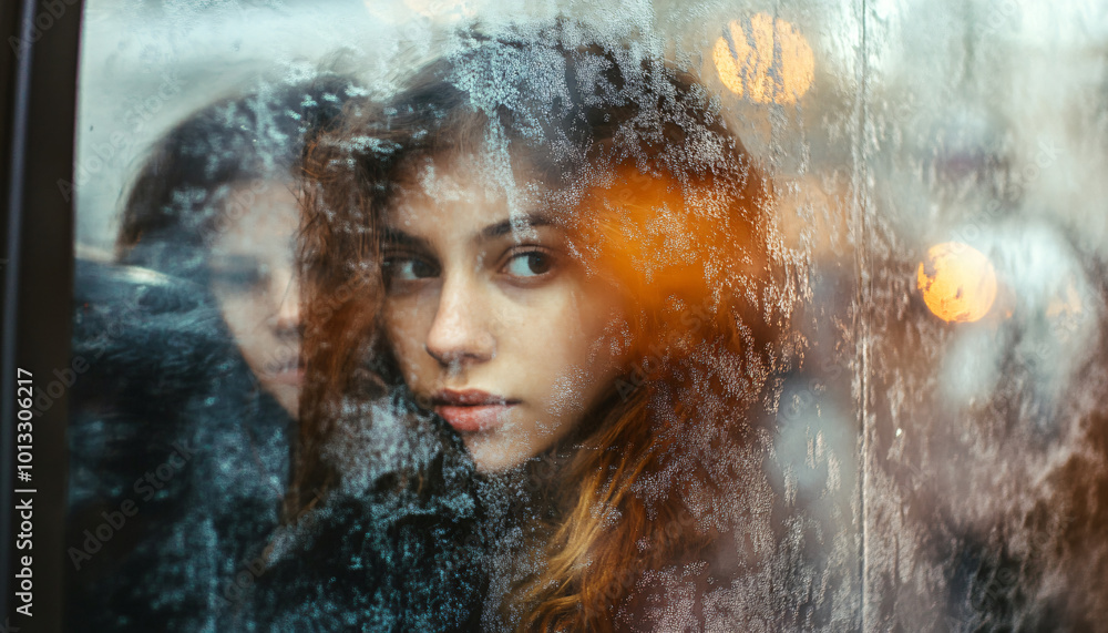 Photograph people behind frosted or steamed-up glass, leaving just ...