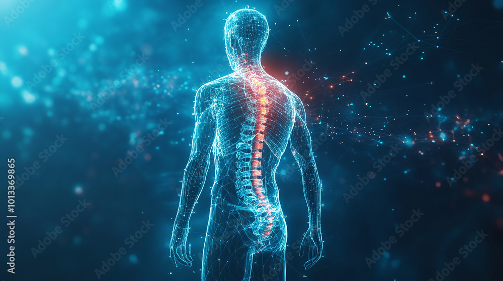 Futuristic biomedical concept of a holographic scanning a patient's ...