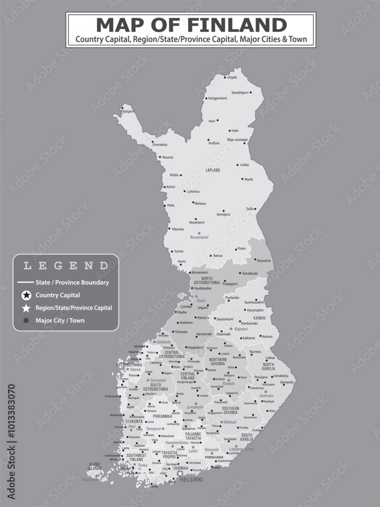 European Country Geography Political map. Political map of country with ...