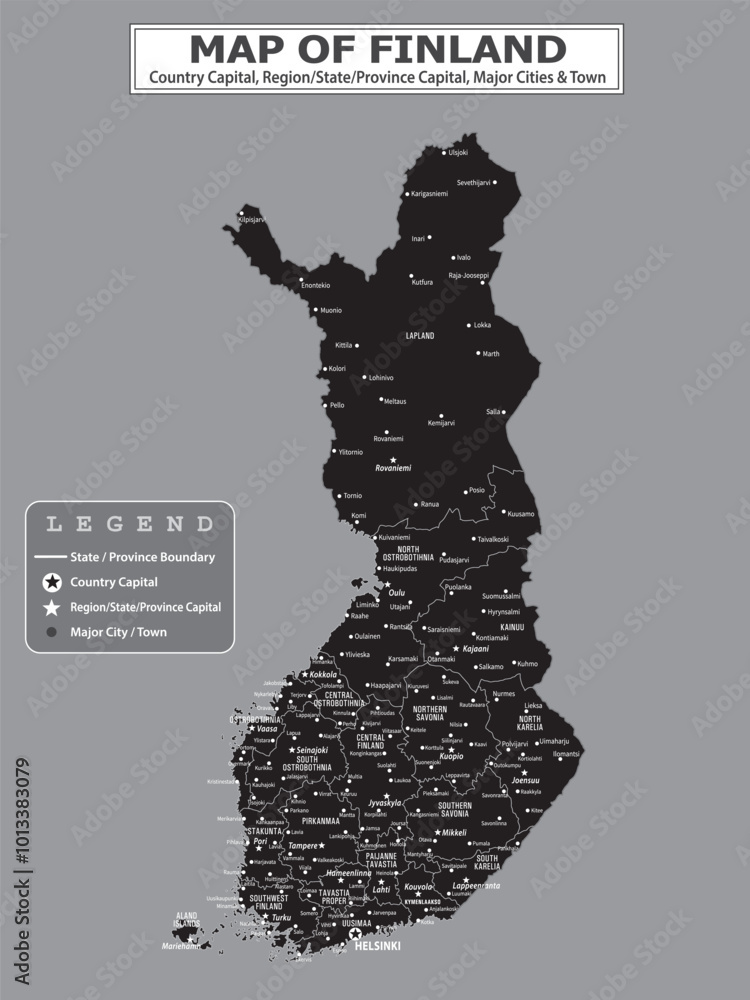 European Country Geography Political map. Political map of country with ...