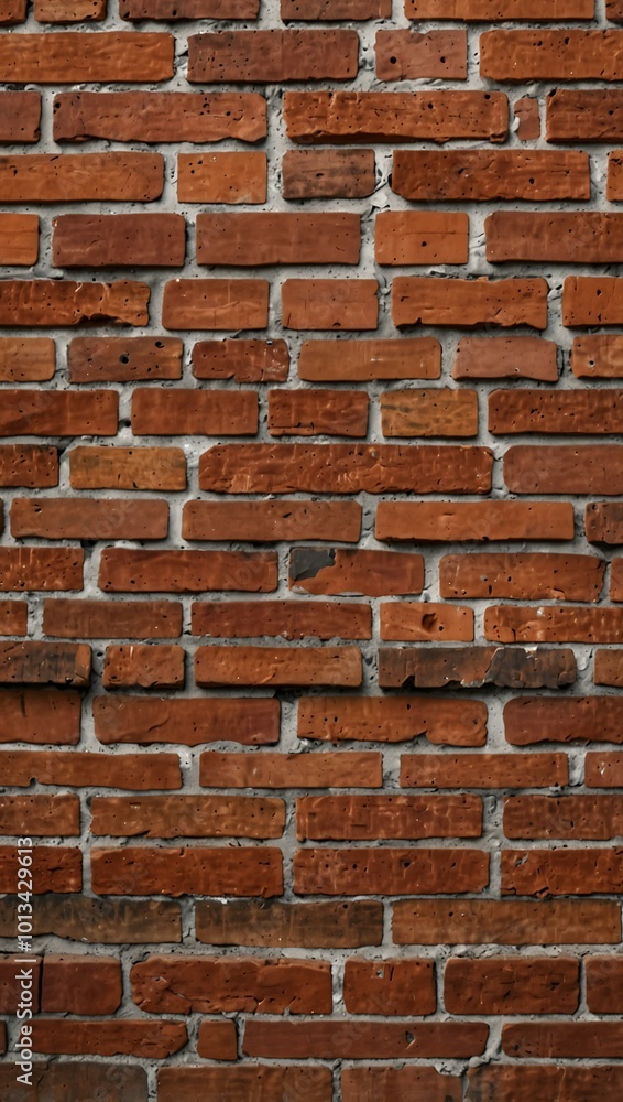 Rustic brick wall with uneven mortar lines, displaying aged brickwork ...