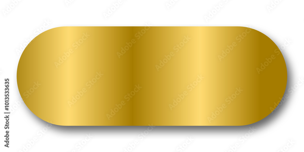 Gold rectangle shape with round corner isolated on transparent ...