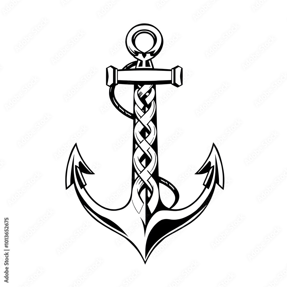 Celtic anchor vector black and white simple 2D on white background ...