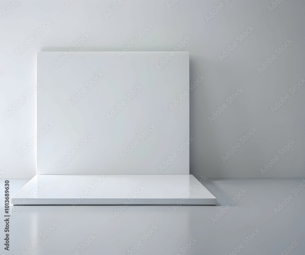 Minimalist Product Display Platform: A clean, white backdrop with a ...