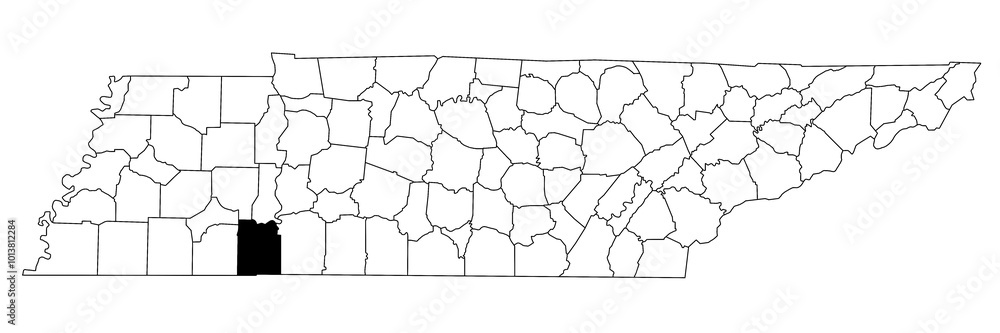 Map of Hardin County in Tennessee state on white background. single ...