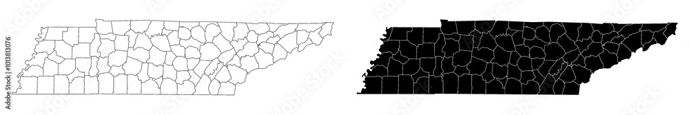 Tennessee administrative map, Tennessee outline and counties state map ...