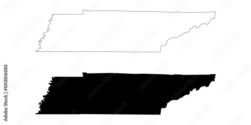 Tennessee administrative map, Tennessee outline and counties state map ...