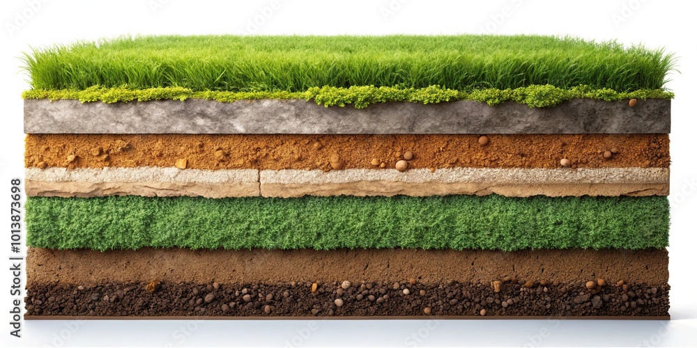 Bird's eye view diagram illustrating soil layers ground scheme with ...