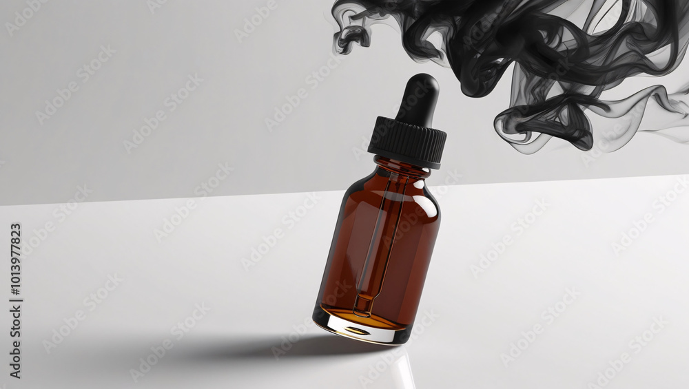 Vape Juice on white background with black smoke, mockup for product ...