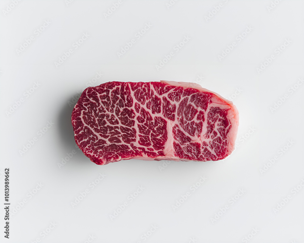 Raw Wagyu Steak with Rich Marbling on White Background 2400 x 1920 ...