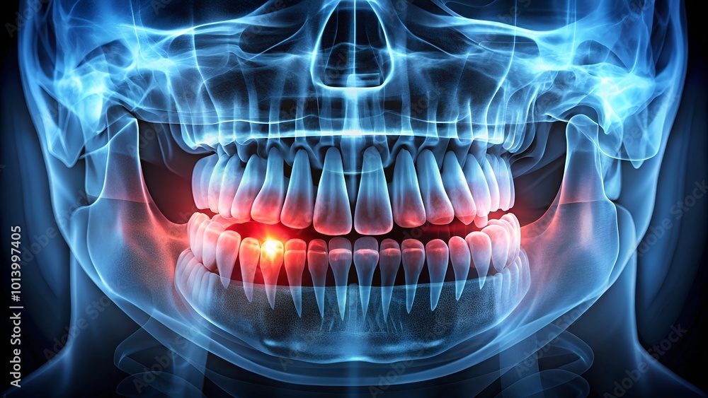 Medical X-Ray Illustration of Teeth for Wisdom Tooth Growth and Dental ...