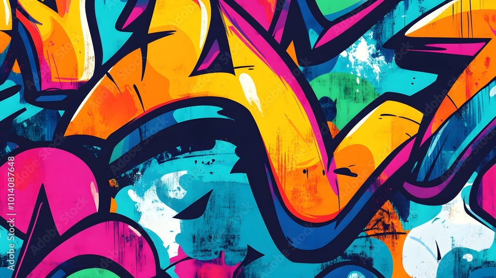 Vivid graffiti seamless pattern with a grunge effect, combining bold ...