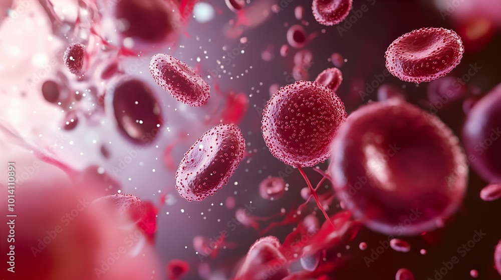 Red Blood Cells: Microscopic View of Human Blood Circulation Stock ...