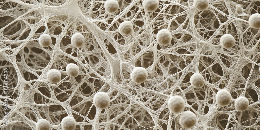 Electron microscope view of Aspergillus fungus, detailed structures ...