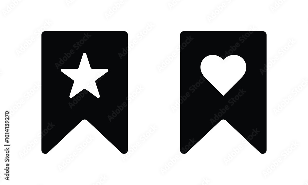 Vector Favourite Symbol Set. Favourite Bookmark Symbols. Save Icon Set ...