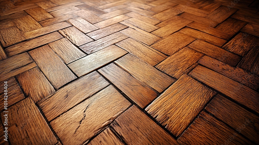 A top view of a herringbone wooden floor pattern, creating visual ...