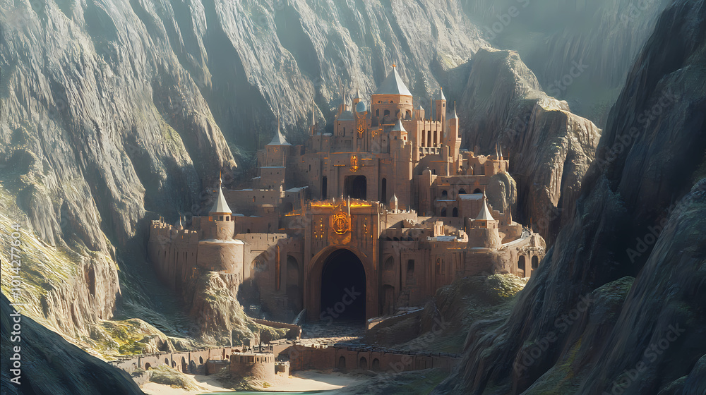 Dwarven stronghold carved into a mountain. Dwarven Fortress ...