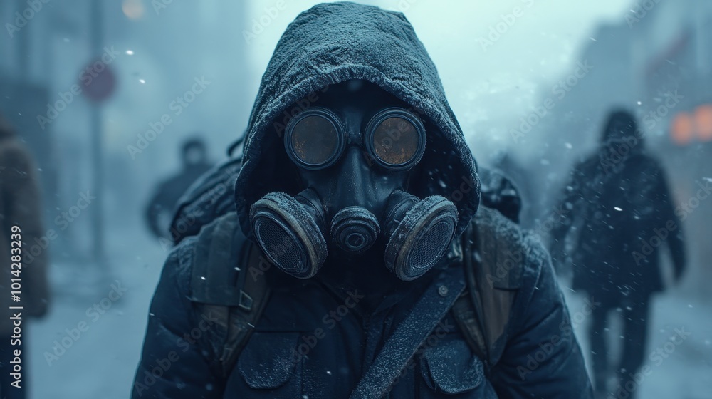 Generative ai nuclear winter and atomic explosion consequences. Man in ...