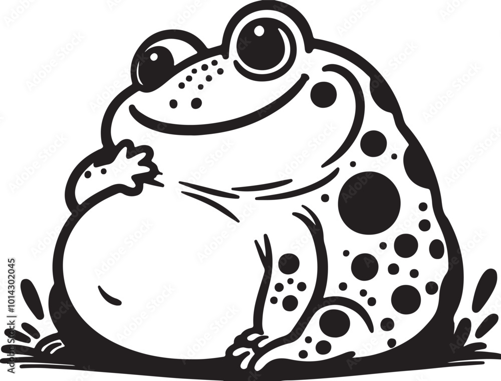 vector illustration of funny toad silhouette isolated on transparent ...