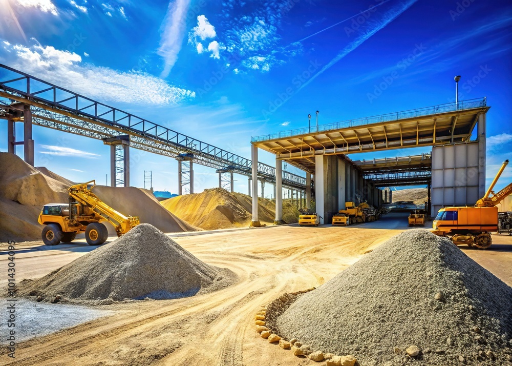 Entrance Construction Site with Driveway, Sand and Gravel Piles for ...