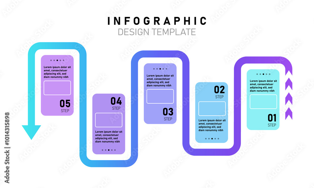 Design template for vector infographic labels with icons and 5 options ...