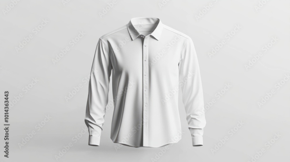 Blank long-sleeve collared shirt mockup front view with plain t-shirt ...