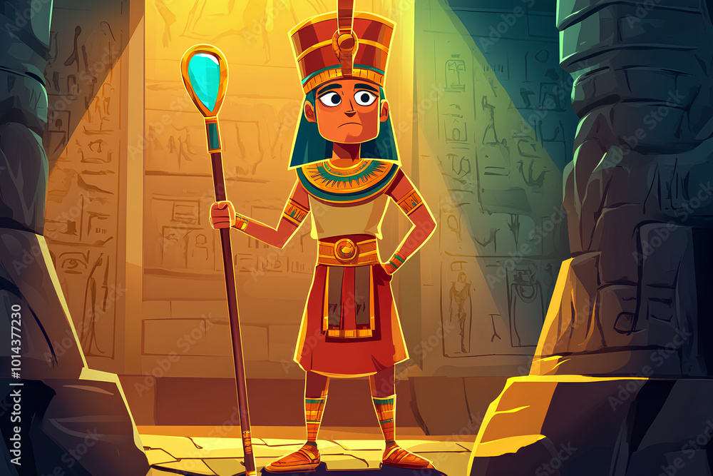 Egyptian pharaoh cartoon illustration Stock Illustration | Adobe Stock