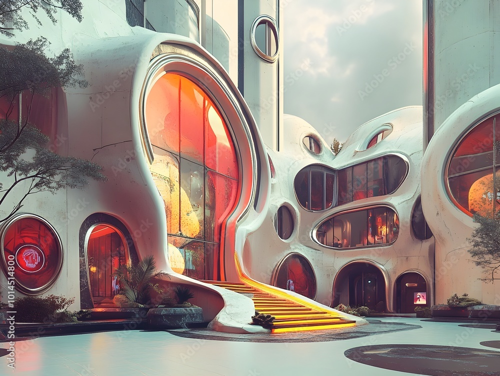 Retro Futuristic Raygun Gothic Architecture Housing a Modern Tech ...