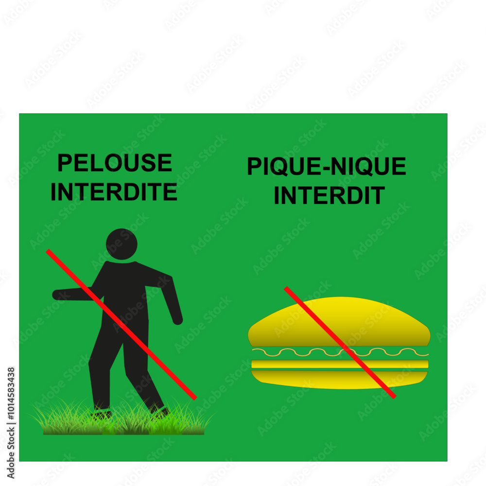 Vector de Stock Panneau d'interdiction pour pelouse interdite et pique ...