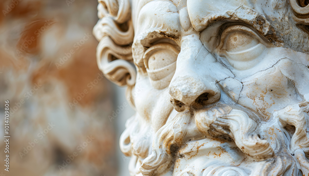 detailed marble sculpture of an old stoic man, possibly representing a ...