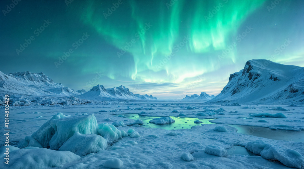 Stunning Arctic Landscape with Snow-Covered Mountains and Icebergs ...