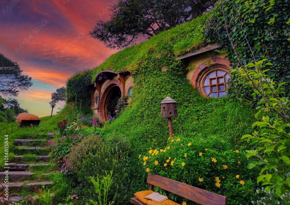 MATAMATA- NEW ZEALAND -NOVEMBER -2- 2022: Hobbiton - movie set created ...