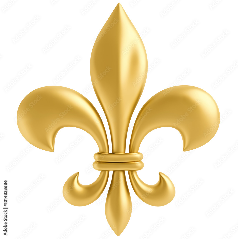 Gold metallic fleur-de-lis symbol isolated on transparent background ...