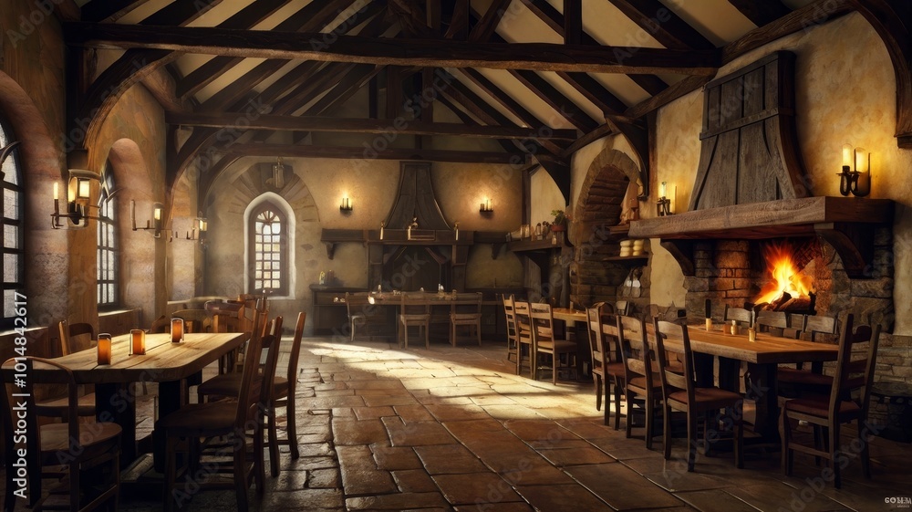 Concept art illustration of medieval tavern Stock Photo | Adobe Stock