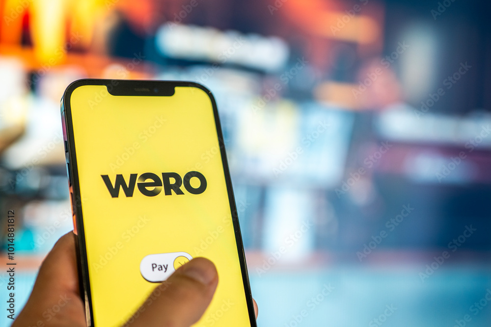 Wero Digital Payment App with Clear Pay Button Stock Photo | Adobe Stock