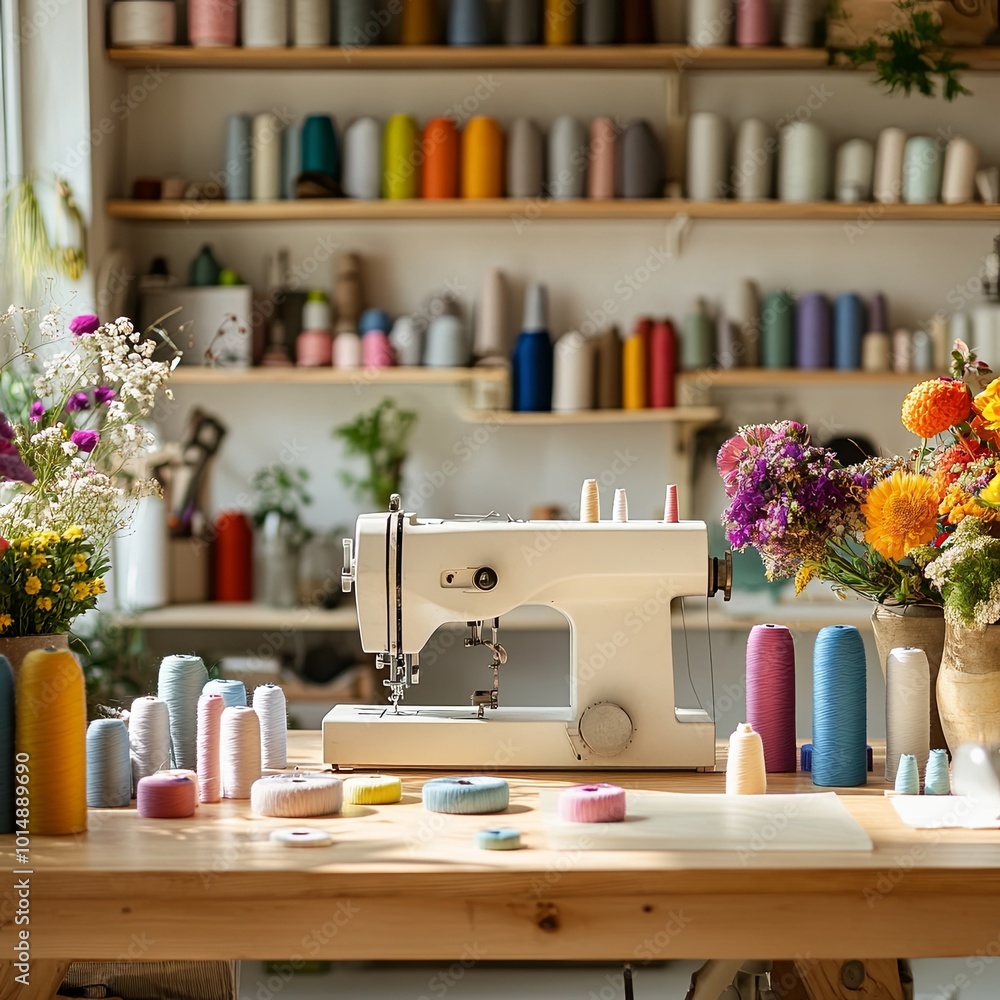 Empty Tailor studio workplace Fashion design classroom workshop with ...