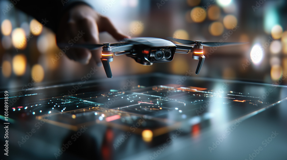 Ilustración de Stock Futuristic Holographic User Interface for Drone ...