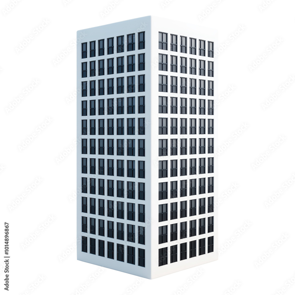 3D simple high-rise office building featuring sleek rectangular ...
