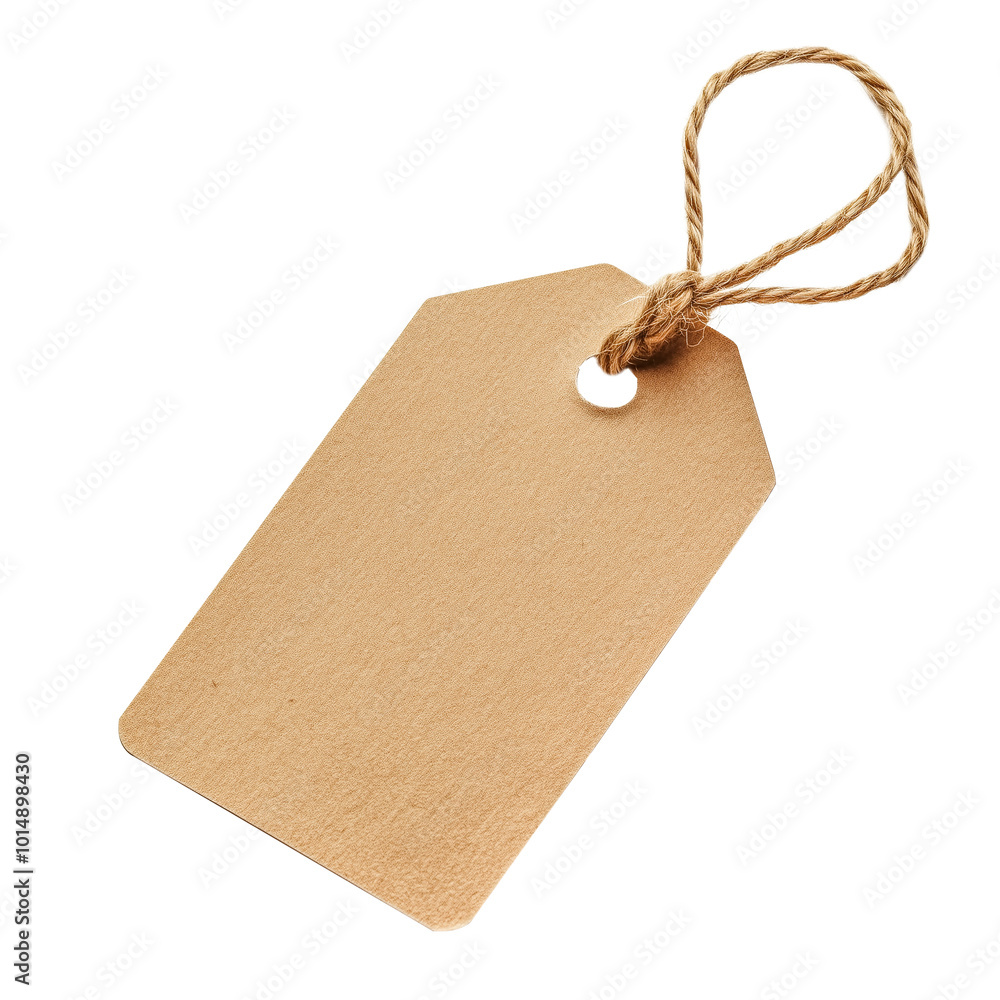 Blank price tag tied with string isolated on transparent background ...