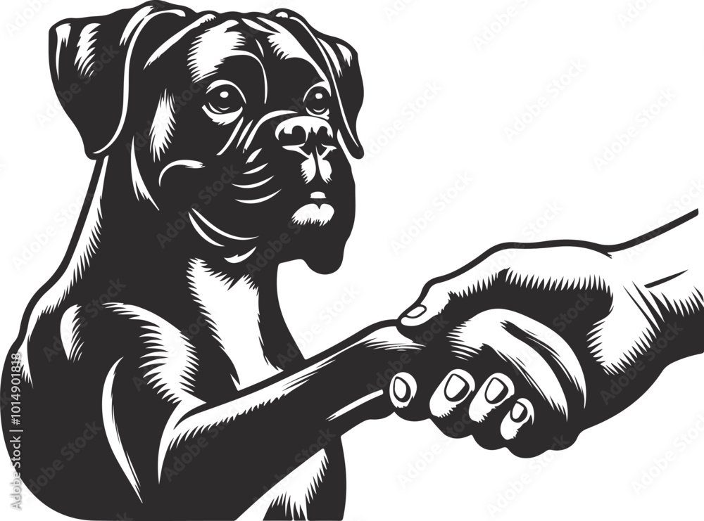 Boxer dog silhouette vector illustration. Black silhouettes of breeds ...