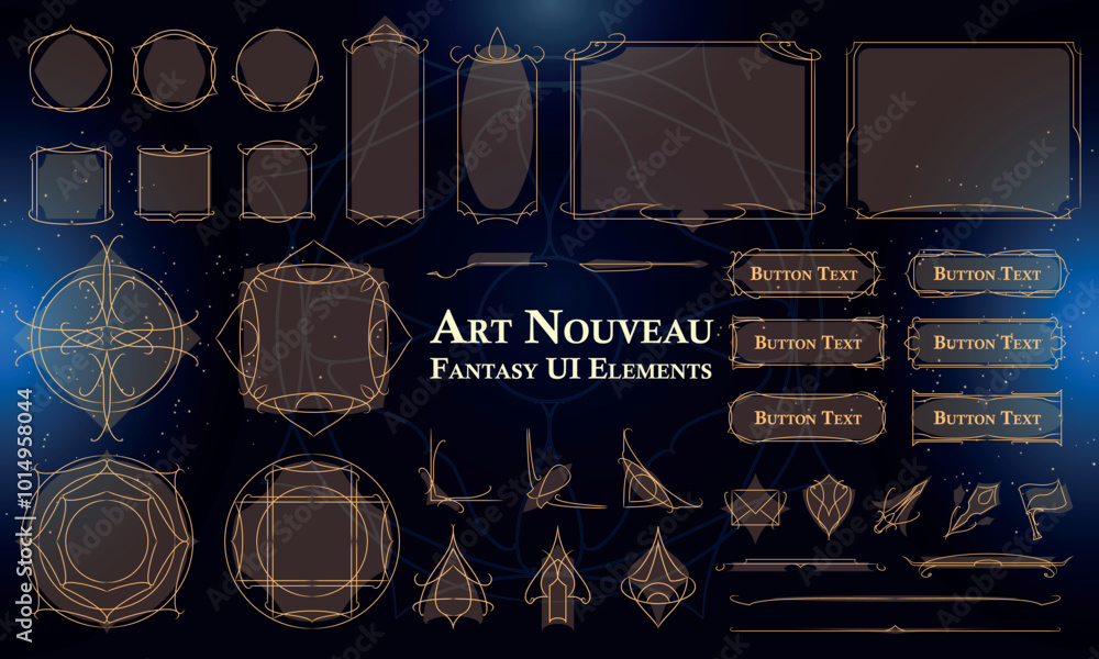 Set of Art Nouveau Fantasy Elements for user interface, poster, video ...