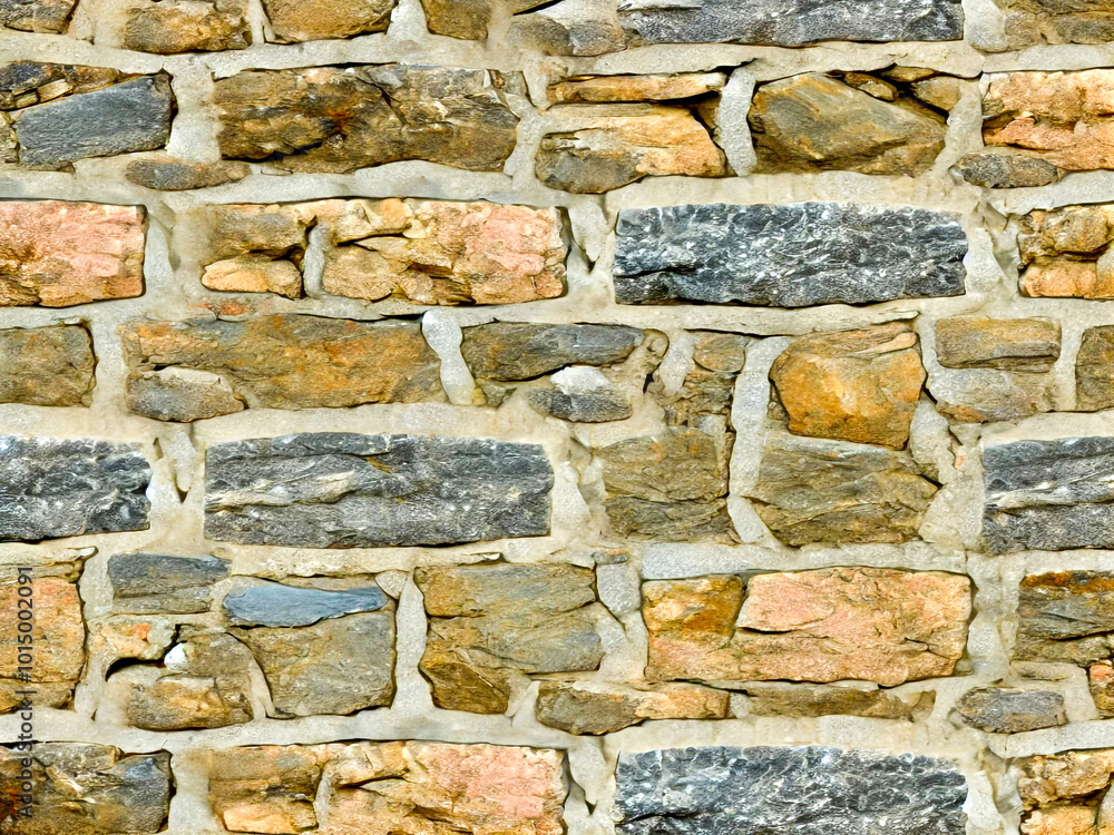 High-resolution stone wall texture with a blend of natural colors and ...