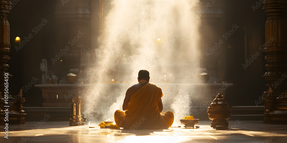 Hindu Temple Pandit Performing a Simple Puja Ceremony | Traditional ...
