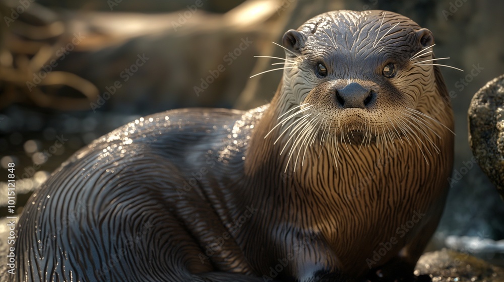 Smooth and sleek otter fur, captured in a seamless pattern that ...